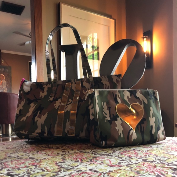 Lolo | Bags | Nwt Lolo Camo Bag With Shiny Gold Details Set | Poshmark